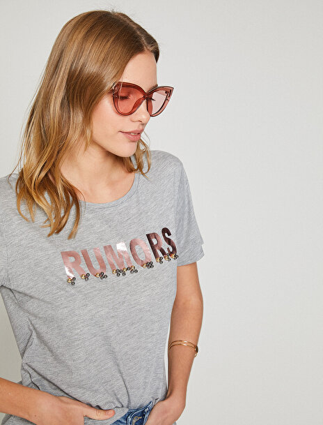 Koton Kadın Boncuk Detaylı T-Shirt