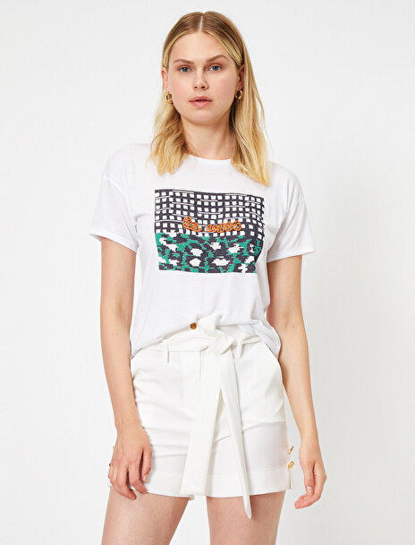 Koton Kadın Boncuk Detaylı T-Shirt