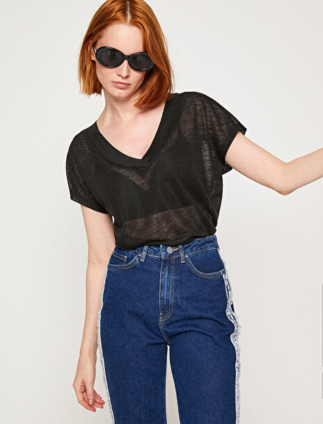 Koton Kadın V Yaka T-Shirt