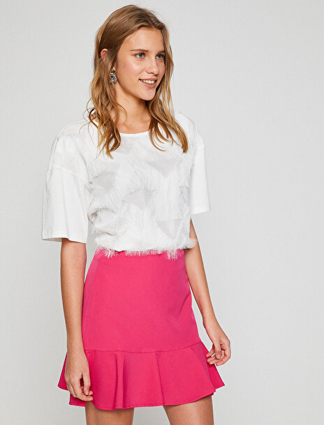 Koton Kadın Suni Kürk Detaylı T-Shirt