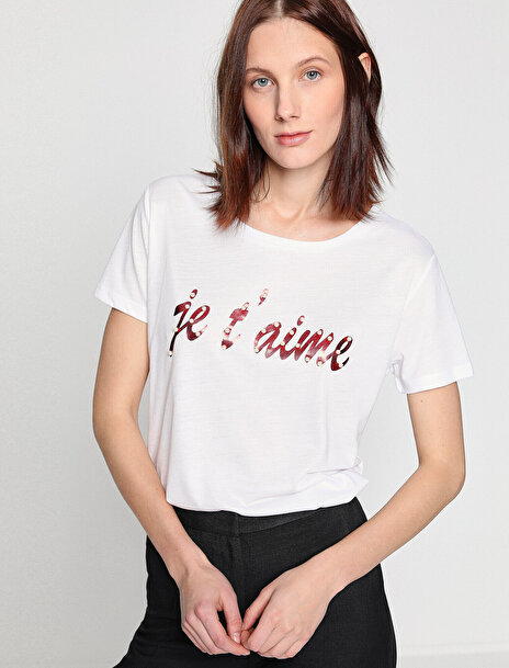 Koton Kadın Boncuk Detaylı T-shirt