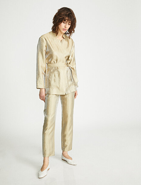 Koton Kadın Keten Parlak Pantolon