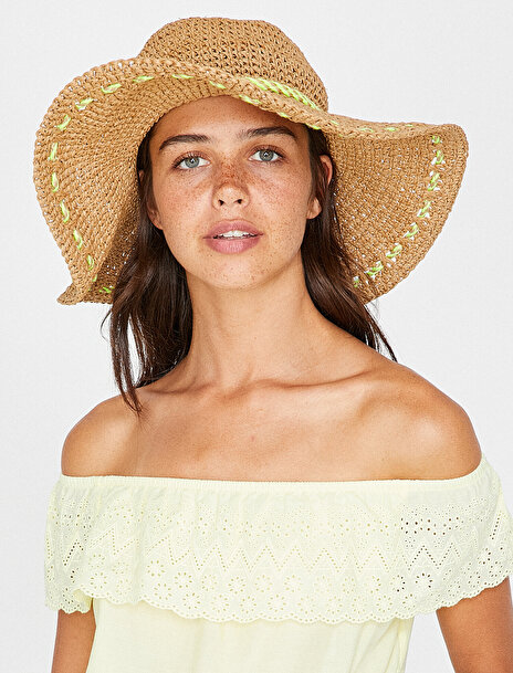 Koton Kadın İşlemeli Hasır Şapka