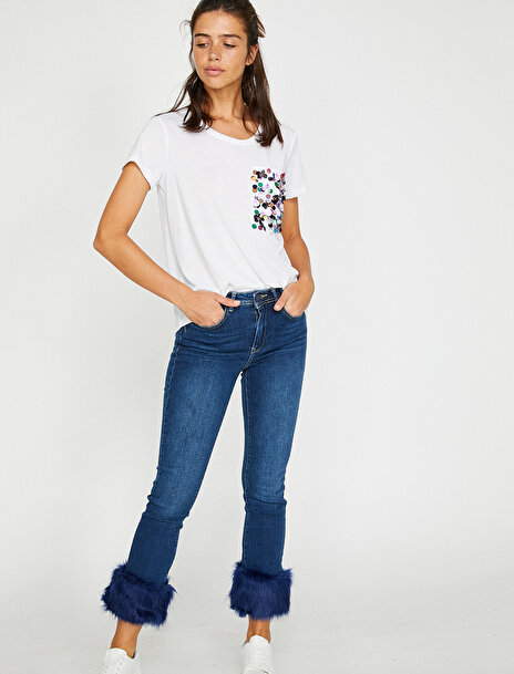 Koton Ole Genç Kız Eve Slim Jean - Yüksek Bel Normal Kesim Hafif Düz Paça Pantolon