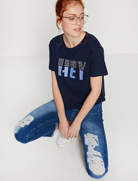 Koton Ole Genç Kız Boyfriend Jean - Rahat Kesim Düz Paça Pantolon