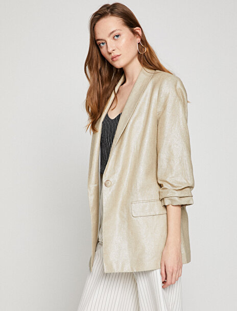 Koton Kadın Keten Cep Detaylı Ceket