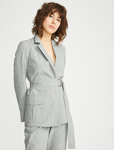 Koton Kadın Keten Beli Bağlamalı Ceket