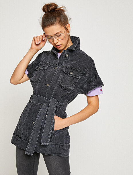 Koton Kadın Beli Bağlamalı Jean Yelek