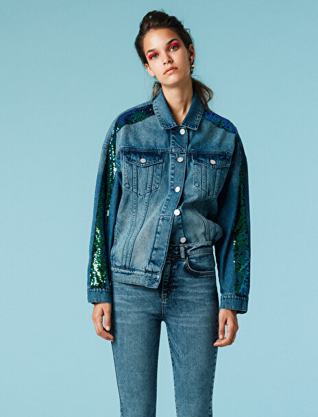 Koton Kadın Pul Detaylı Jean Jacket Koton Kadın Pul Detaylı Jean Jacket