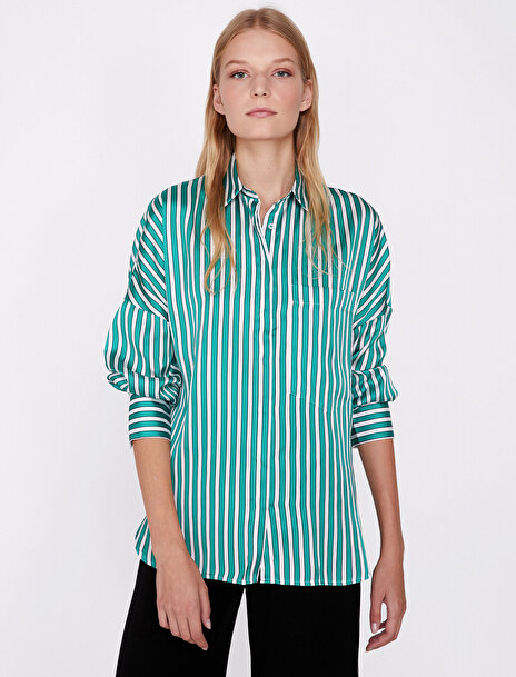 Koton Kadın Çizgi Detaylı Gömlek
