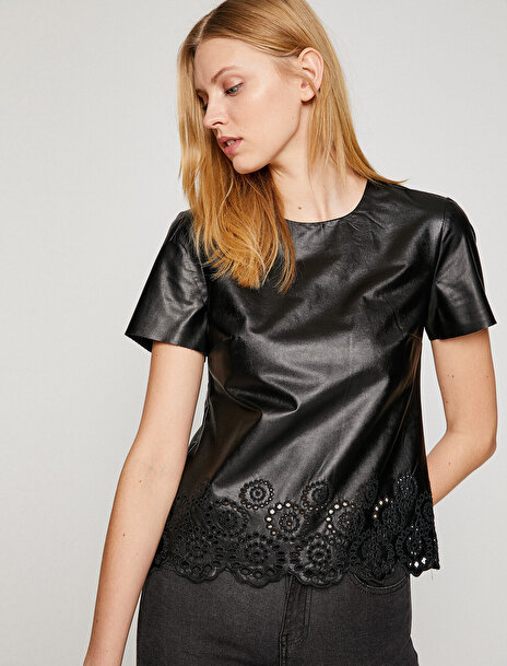 Koton Kadın Deri Görünümlü Bluz