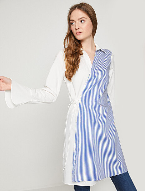 Koton Kadın Kruvaze Çizgili Tunik