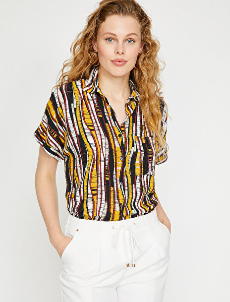 Koton Kadın Renk Bloklu Gömlek