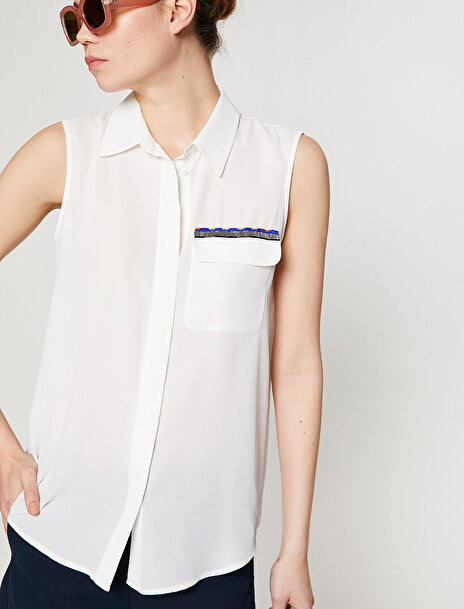 Koton Kadın Boncuk Detaylı Gömlek