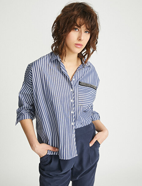 Koton Kadın Boncuk Detaylı Gömlek