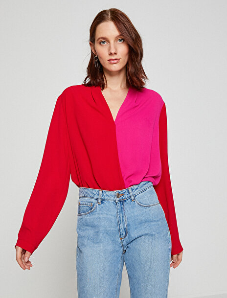 Koton Kadın Renk Bloklu Bluz