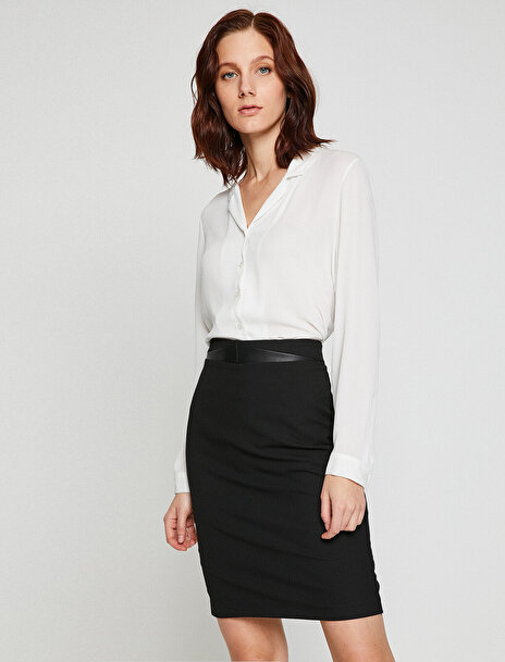 Koton Kadın Deri Detaylı Etek