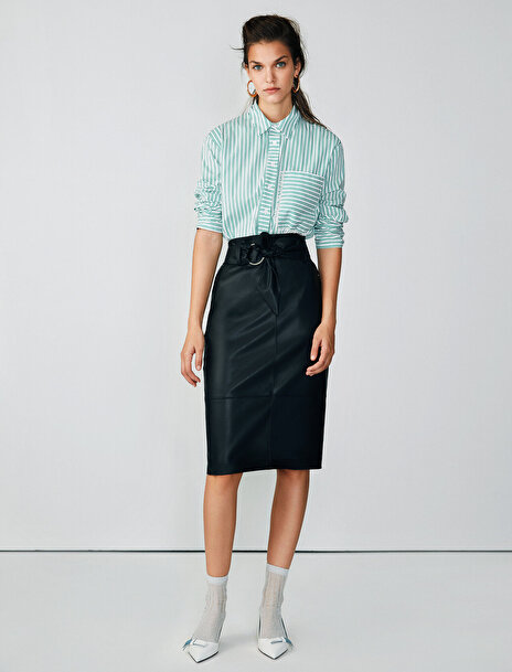 Koton Kadın Deri Görünümlü Etek