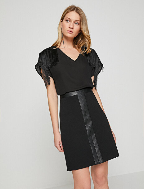 Koton Kadın Deri Detaylı Etek