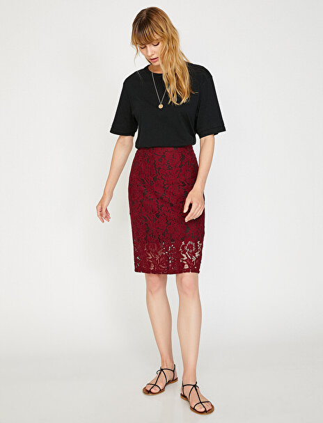 Koton Kadın Dantel Detaylı Etek
