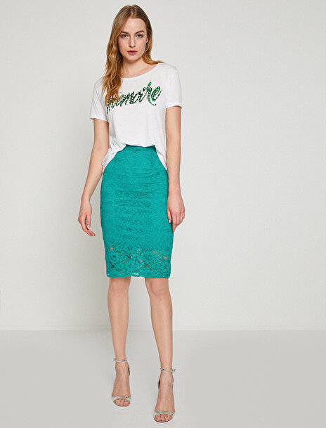 Koton Kadın Dantel Detaylı Etek