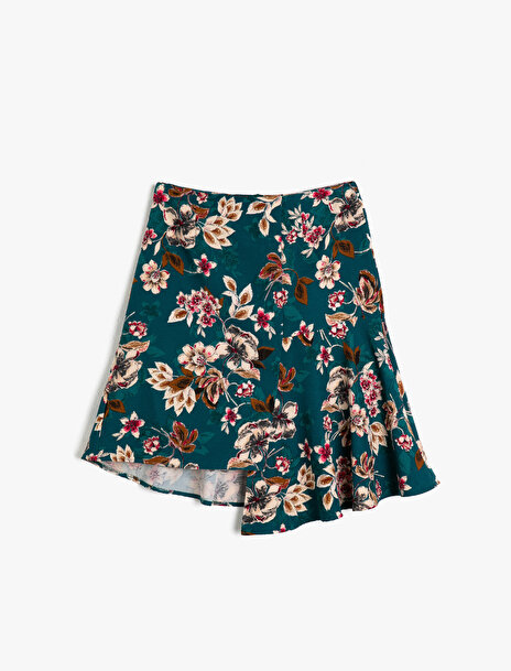 Koton Kadın Çiçek Desenli Asimetrik Mini Etek Koton Kadın Çiçek Desenli Asimetrik Mini Etek