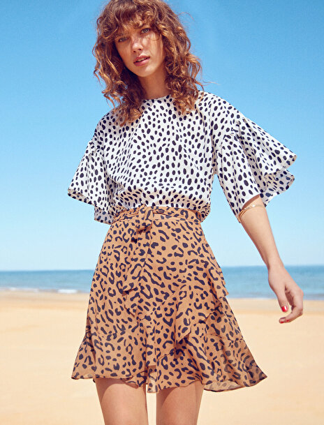 Koton Kadın Leopar Desenli Etek