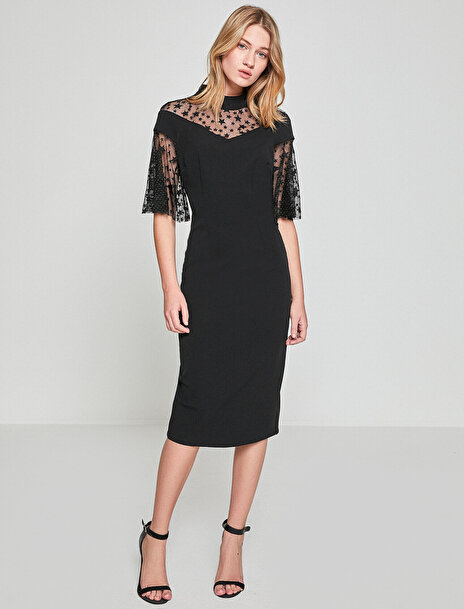 Koton Kadın Tül Detaylı Elbise Abiye