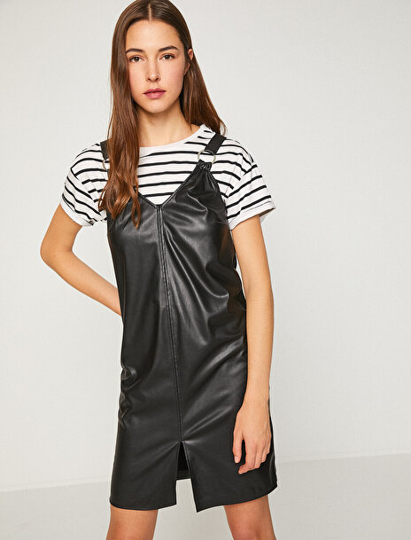 Koton Kadın Deri Görünümlü Elbise
