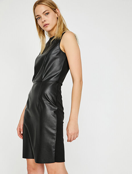Koton Kadın Deri Görünümlü Elbise