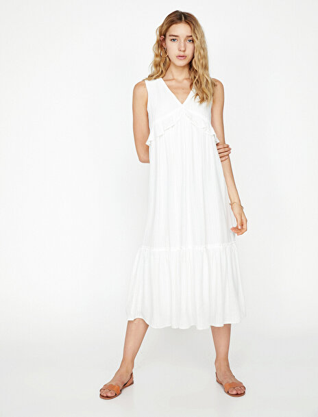 Koton Kadın Fırfır Detaylı Elbise