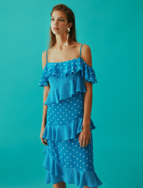 Koton Kadın Fırfır Detaylı Elbise