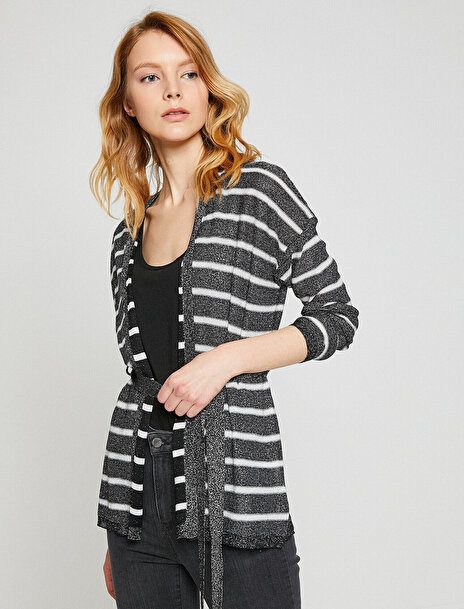 Koton Kadın Çizgili Triko Hırka