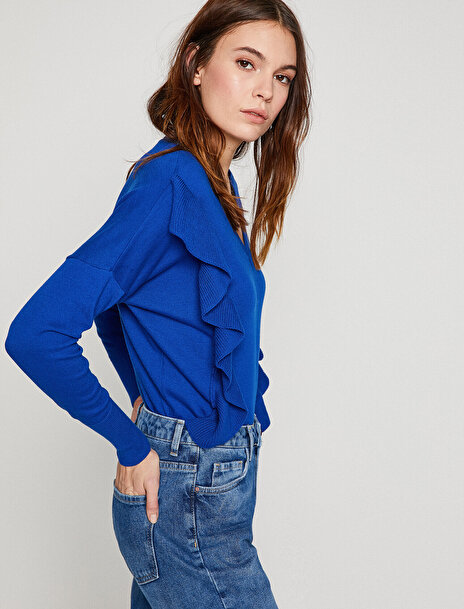 Koton Kadın Fırfır Detaylı Triko Kazak