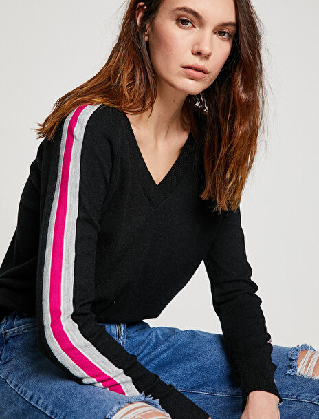 Koton Kadın V Yaka Triko Sweatshirt Koton Kadın V Yaka Triko Sweatshirt