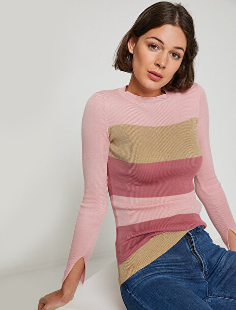 Koton Kadın Renk Bloklu Triko Kazak