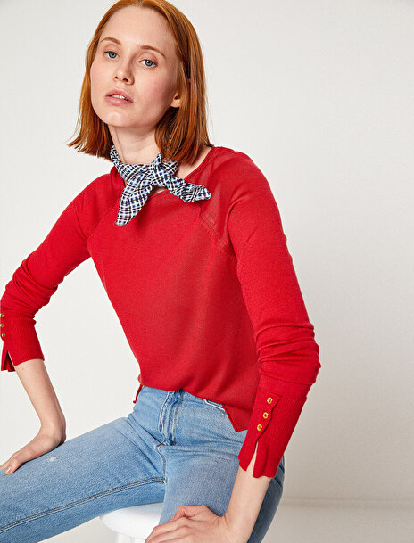 Koton Kadın Kol Detaylı Triko Kazak