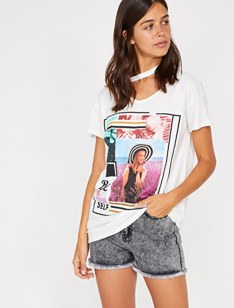 Koton Ole Genç Kız Desenli T-Shirt Koton Ole Genç Kız Desenli T-Shirt