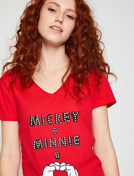 Koton Kadın Minnie & Mickey Lisanslı  Baskılı T-Shirt Koton Kadın Minnie & Mickey Lisanslı  Baskılı T-Shirt