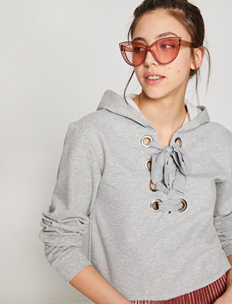 Koton Kadın Kuş Gözü Detaylı Sweatshirt