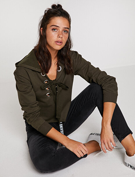 Koton Kadın Kuş Gözü Detaylı Sweatshirt