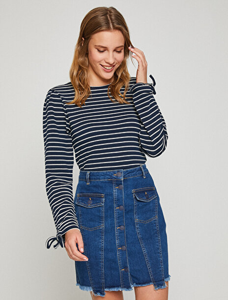 Koton Kadın Çizgili Sweatshirt