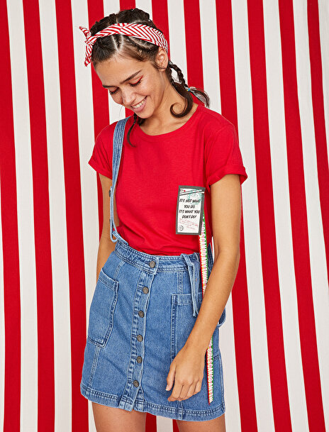 Koton Kadın Kurdele Detaylı T-Shirt