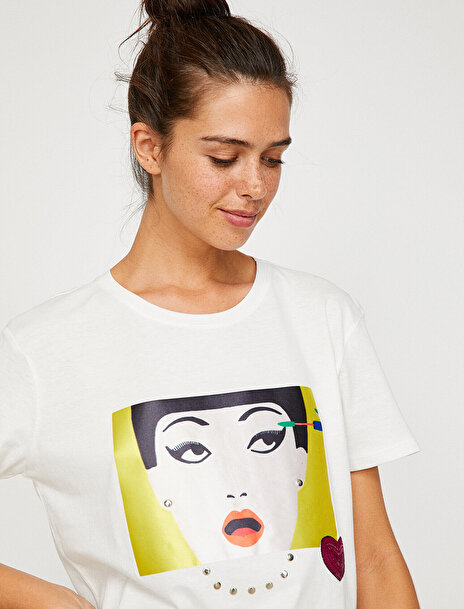 Koton Kadın Zımba Detaylı T-Shirt