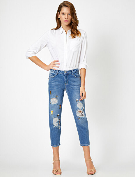 Koton Kadın Yırtık Jean Pantolon