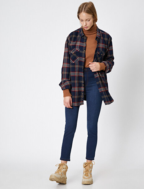 Koton Kadın Pamuklu Yüksek Bel Jean Pantolon