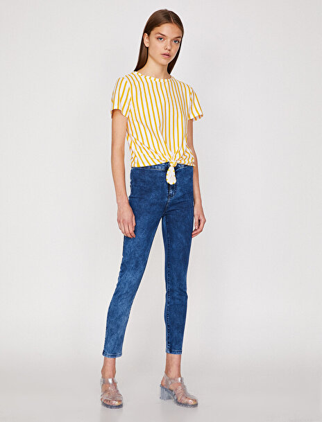 Koton Ole Genç Kız Legging Jean -Yüksek Bel Dar Kesim Dar Paça Pantolon