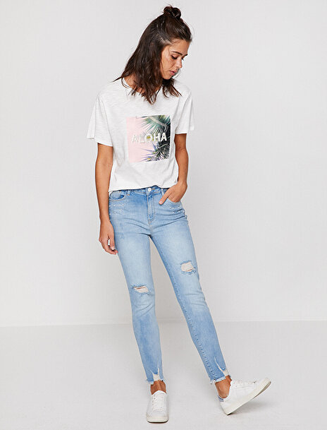 Koton Kadın Carmen Jean - Yüksek Bel Dar Kesim Dar Paça Pantolon