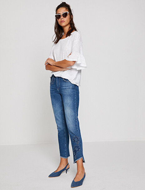 Koton Kadın Eve Slim Jean - Yüksek Bel Normal Kesim Hafif Düz Paça Pantolon Koton Kadın Eve Slim Jean - Yüksek Bel Normal Kesim Hafif Düz Paça Pantolon