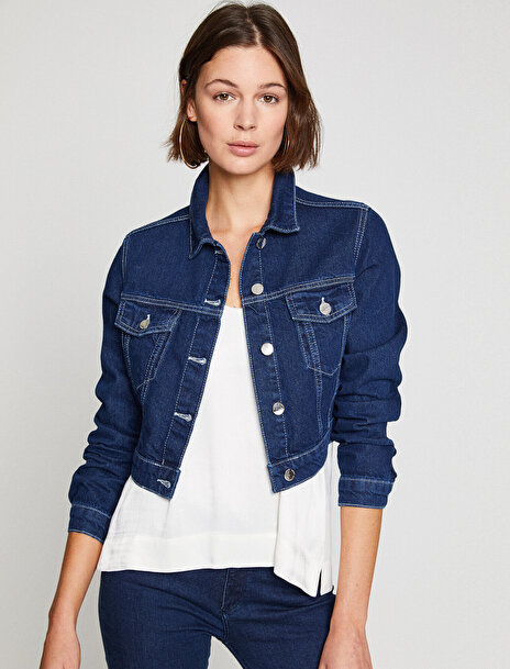 Koton Kadın Klasik Yaka Jean Ceket